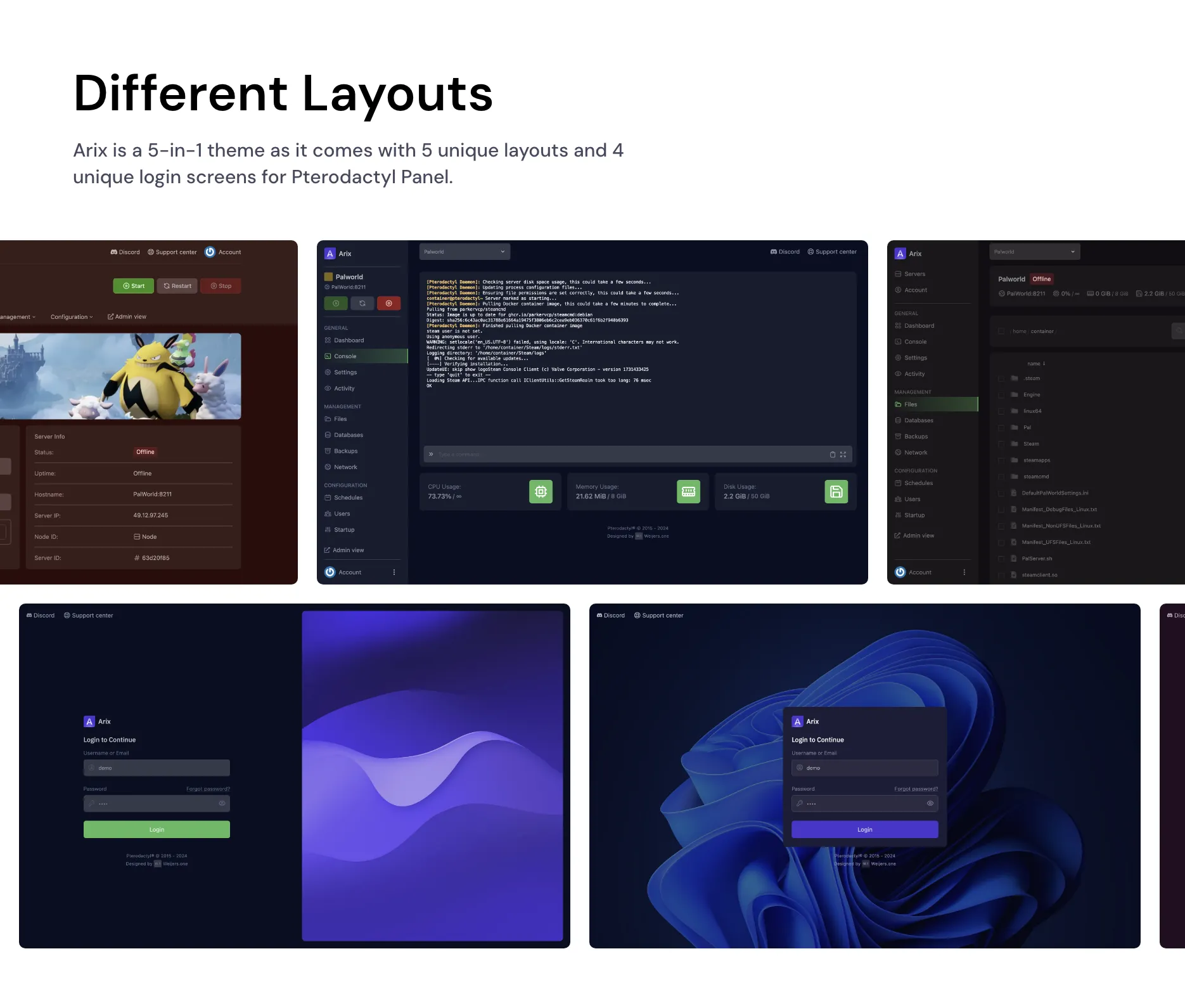 Arix Theme | Latest Pterodactyl | BuiltByBit