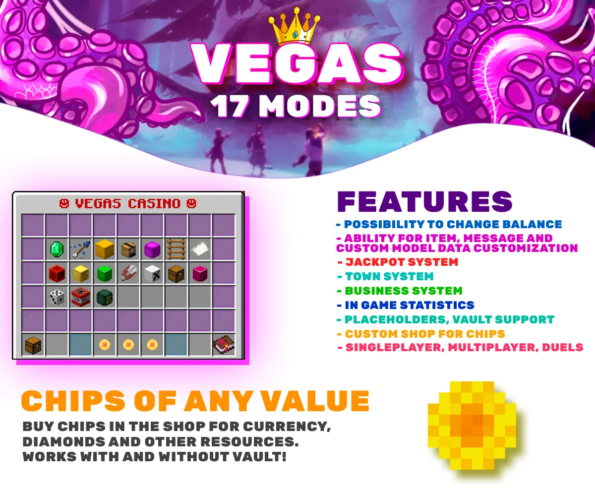 VEGAS - Casino plugin - 17 Game modes | BuiltByBit